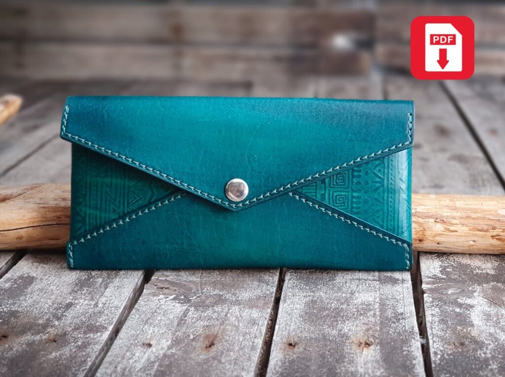 PDF Leather Pattern. Long envelope Wallet Pattern And Video